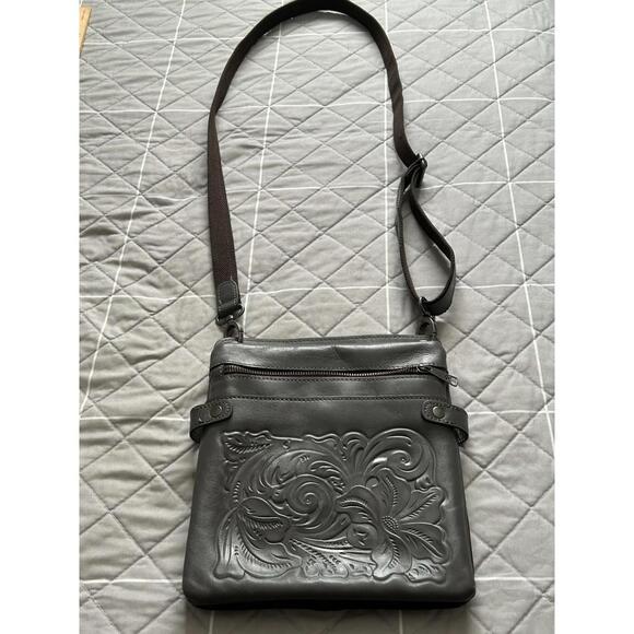 Patricia Nash | Bags | Patricia Nash Grey Tooled Leather Crossbody Bag ...